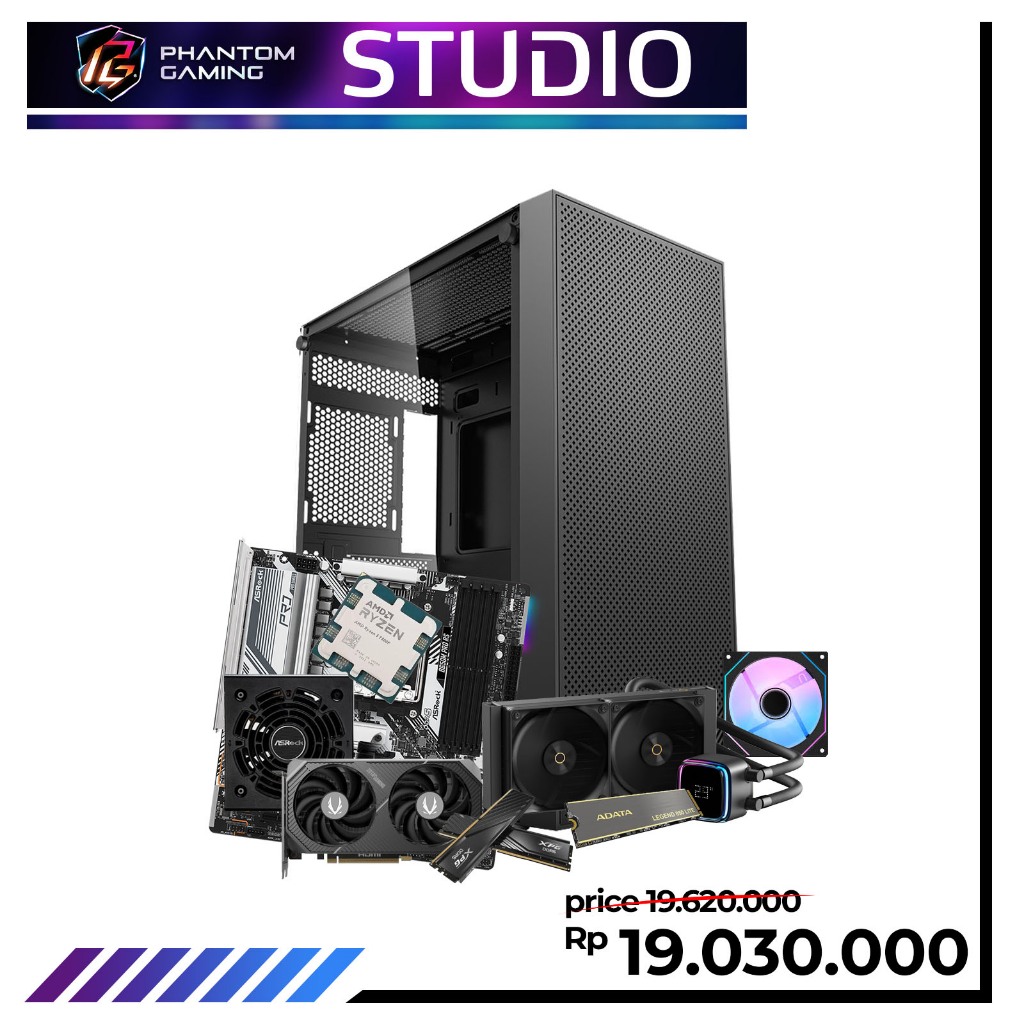 Jual ASROCK PHANTOM GAMING PC RAKITAN STUDIO VER 2 - AMD RYZEN 5 7500F ...