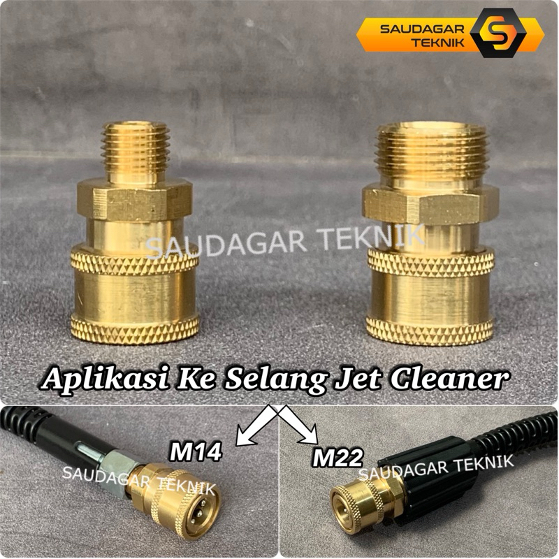 Jual Nepel Adaptor Quick Release Selang Jet Cleaner Drat M14 M22 ...