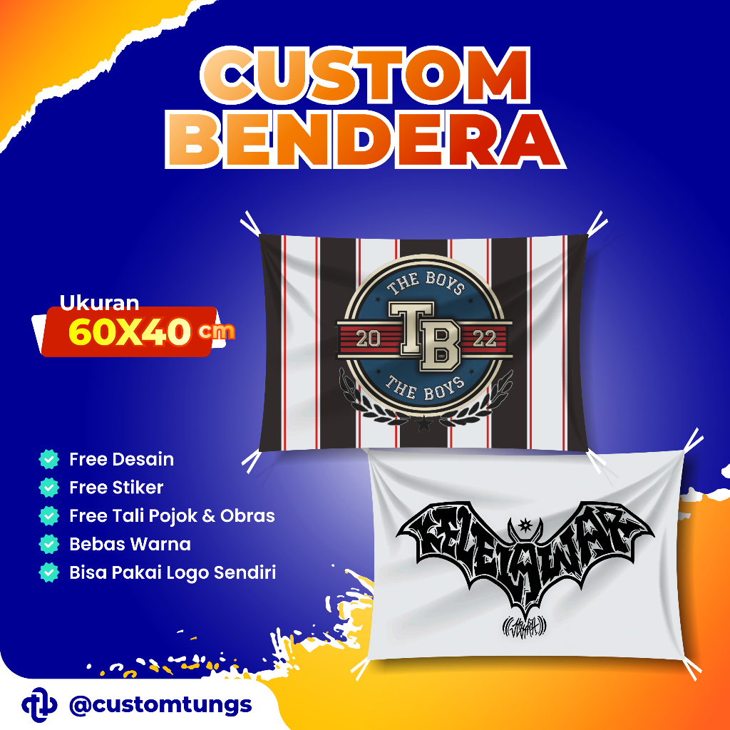 Jual Custom Bendera Ukuran 40x60 cm Free Desain Sesukamu Full Printing ...