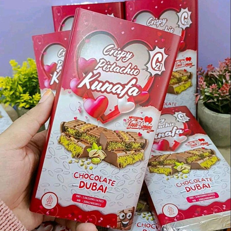 Jual Coklat Dubai / Crispy Pistachio Kunafa / Chocolate Dubai C21 Merah ...