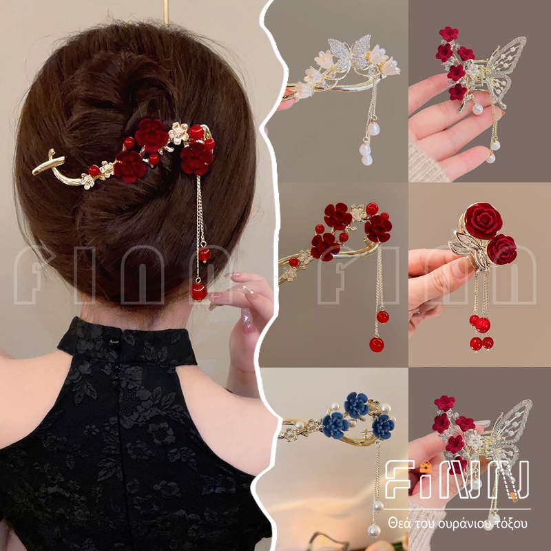 Jual Finn Jepitan Rambut Bunga Vintage Model Rumbai Hair Claw ...