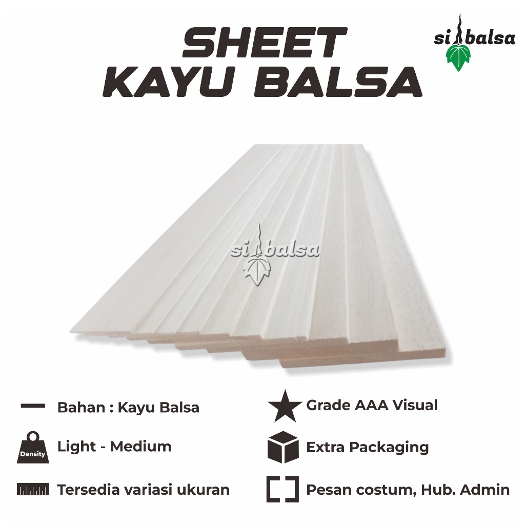 Jual SIBALSA - Balsa Sheet / Tebal 1-12mm / Lebar 100mm / Panjang ...