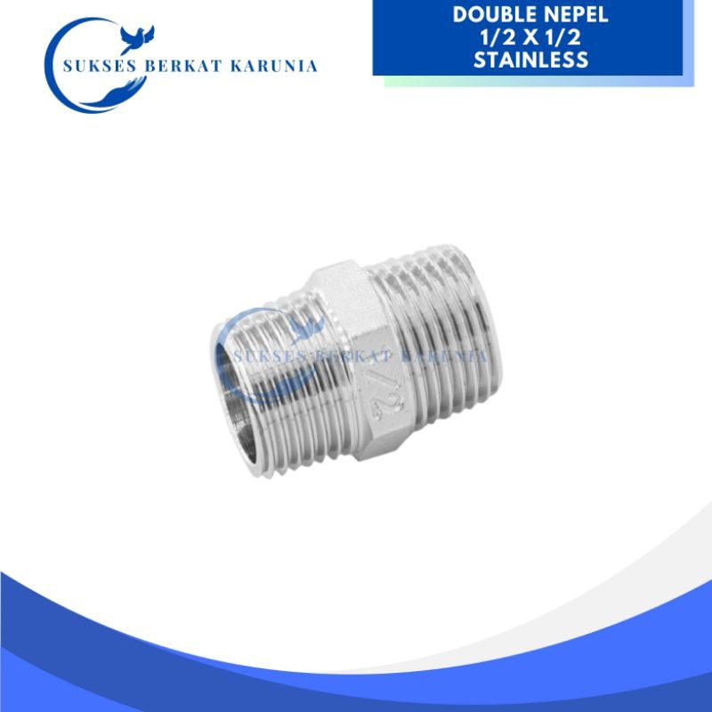 Jual Double Nepel 1/2"m x 1/2"m Stainless SUS 304 | Shopee Indonesia