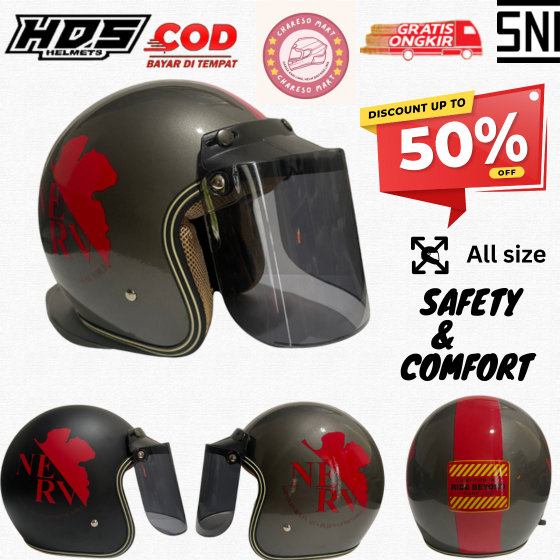 Jual Helm Bogo Retro Dewasa Pria Wanita Motif Evangelion SNI - Klasik ...