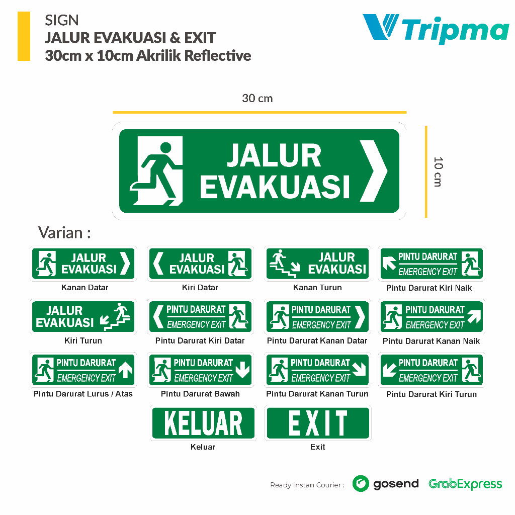 Jual Rambu Jalur Evakuasi - Exit Ukuran 30cm x 10cm - Akrilik ...