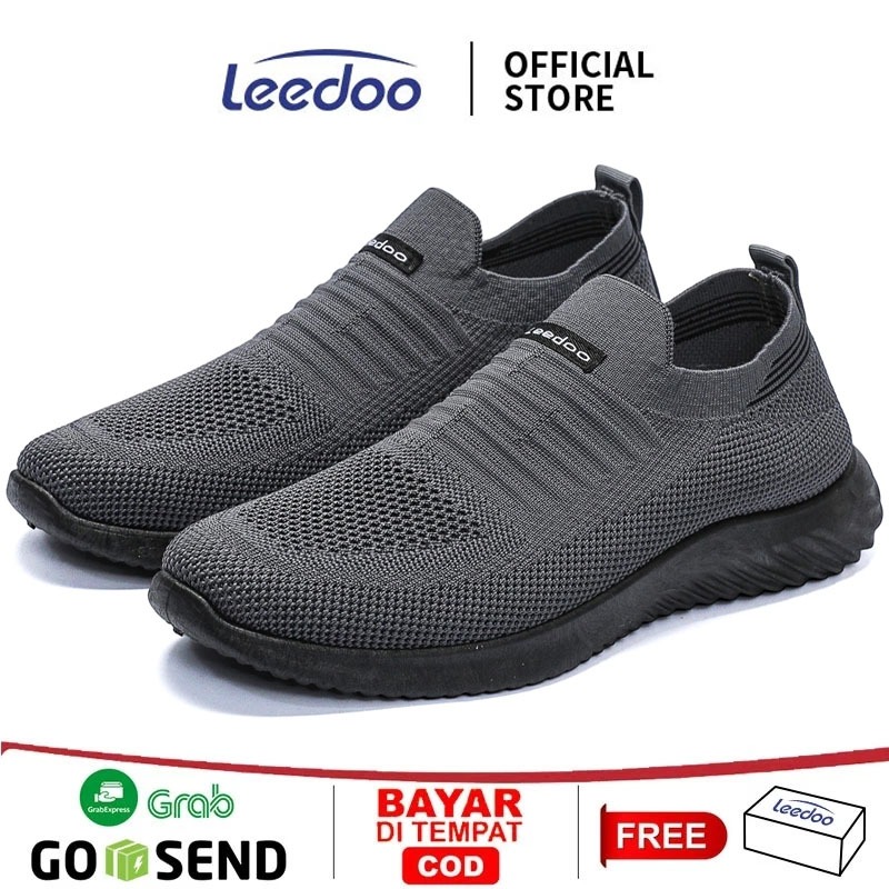 Jual Leedoo Sepatu Slip On Pria Sepatu Cowok Running Sport Shoes Hitam Kekinian Sneakers ...