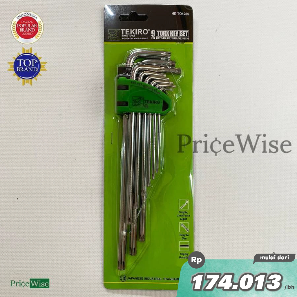 Jual (GROSIR) Kunci L Bintang Panjang Tanpa Lubang Set 9 pcs Torx Key Set Tekiro | Shopee Indonesia