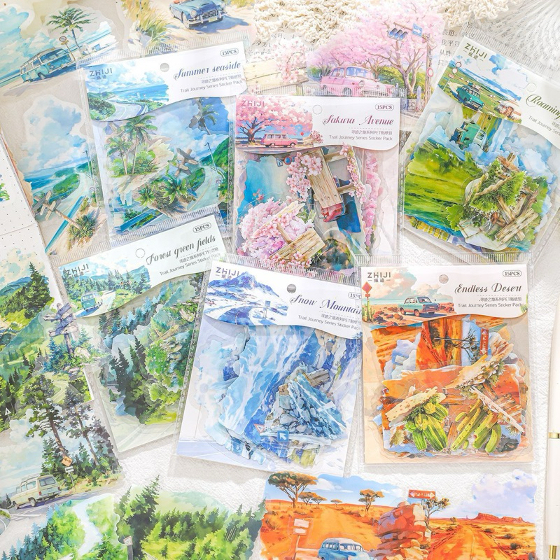 Jual (3EC) sticker pemandangan alam sakura spring autumn winter summer ...