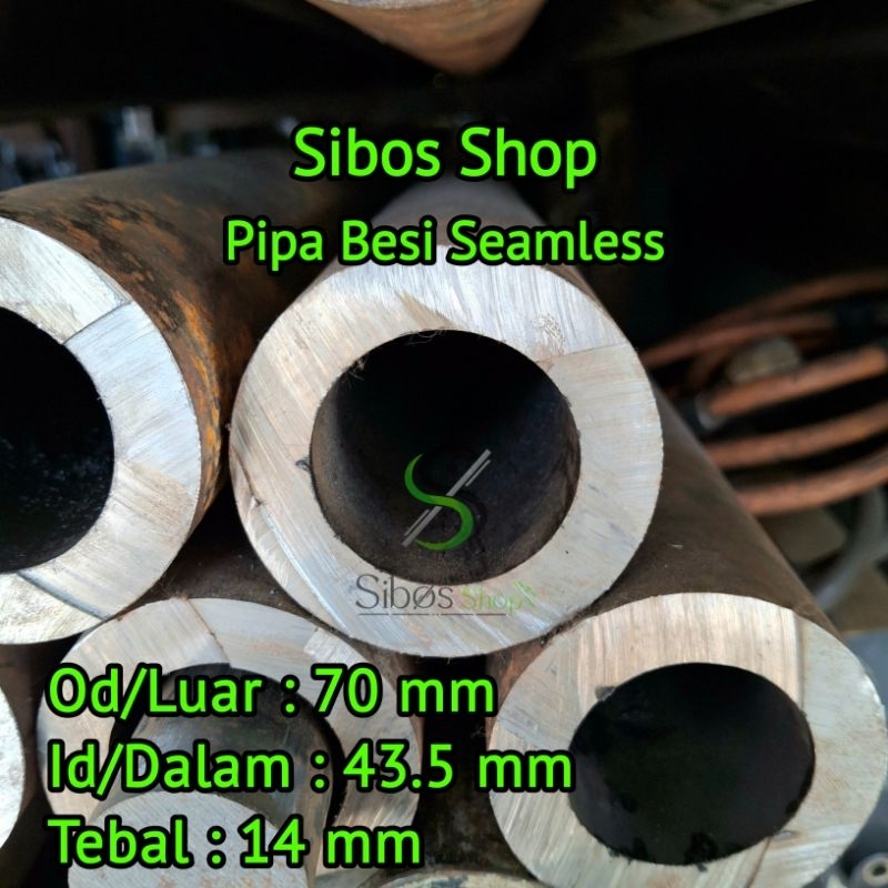 Jual Pipa Besi Seamless OD 70mm ID 43.5mm Tebal 14mm panjang 10cm-50cm ...
