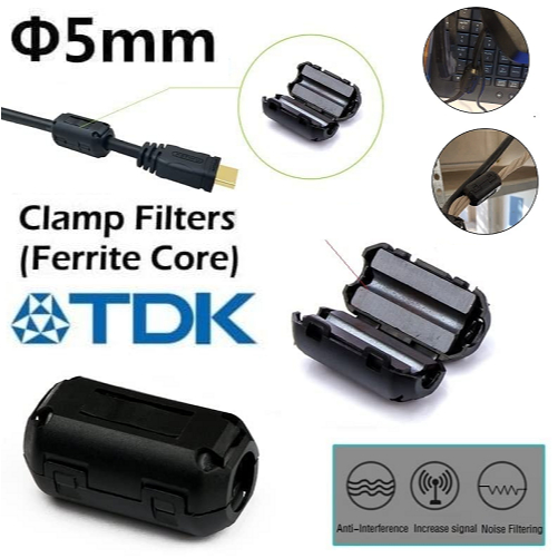 Jual TDK Ferrite RF EMI 5mm Clamps Magnet Snap On Noise Filter Cable ...