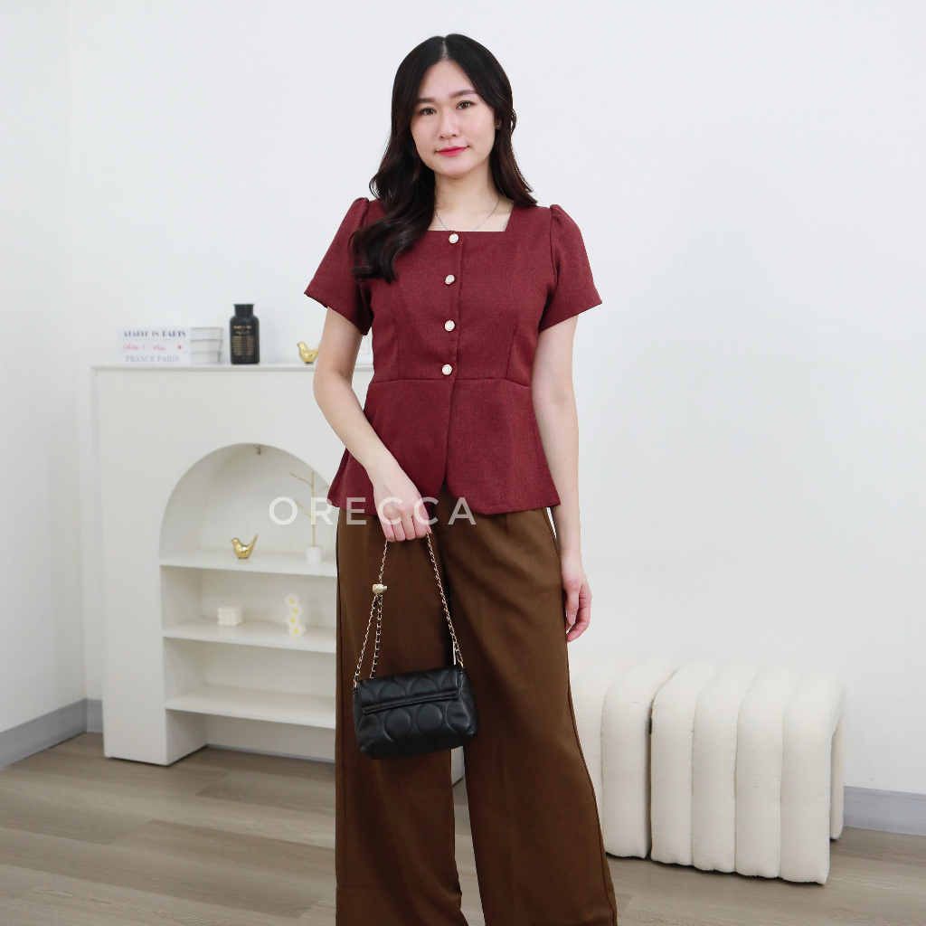 Jual ORECCA - Marlee Blouse Wanita Lengan Pendek | Shopee Indonesia