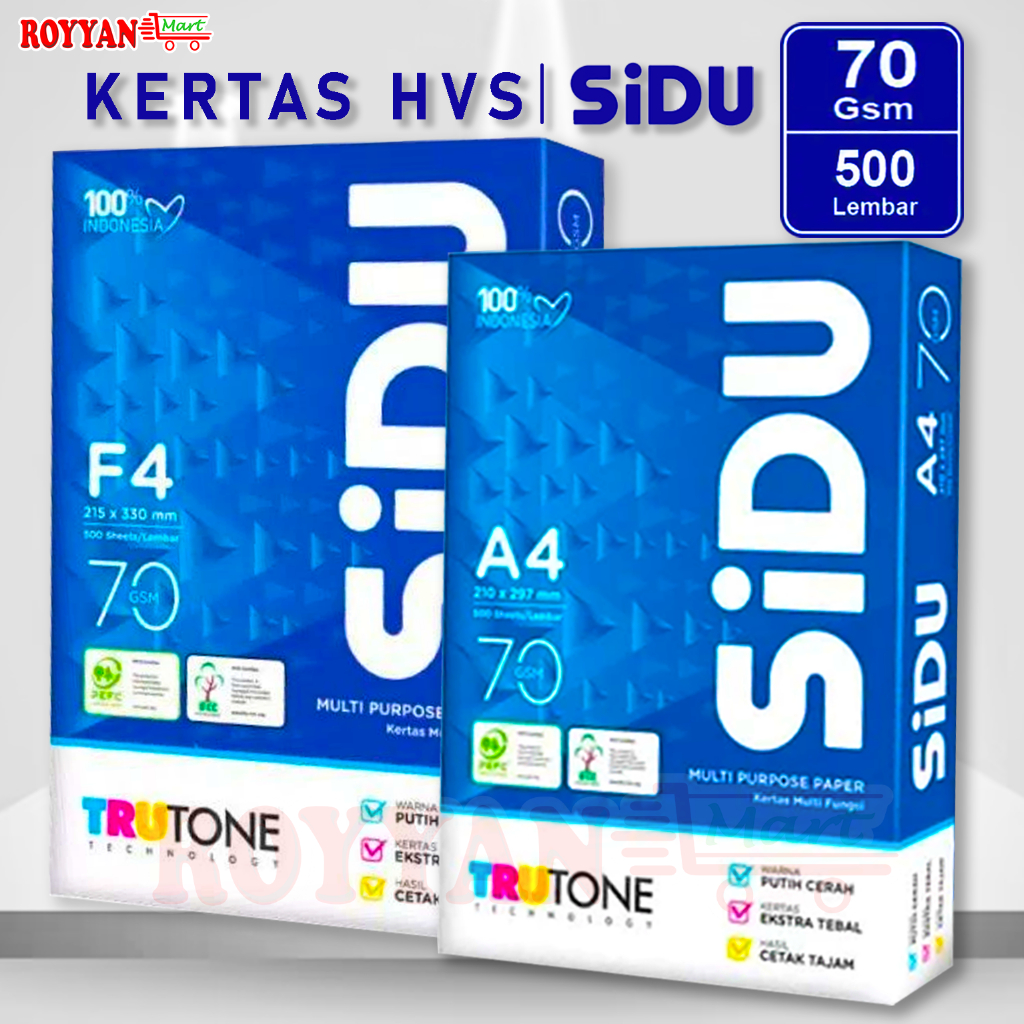 Jual Kertas HVS F4 - A4 SiDU 1 Rim / 500 Lembar Tebal 70 GSM | Shopee ...