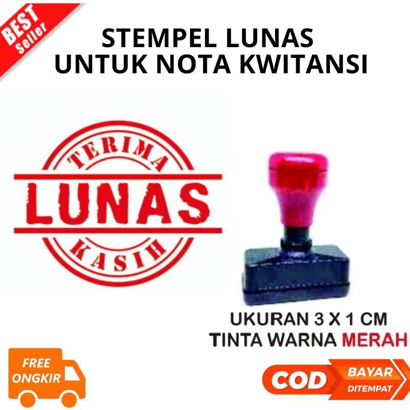 Jual (BAYAR DI TEMPAT) STEMPEL LUNAS TINTA MERAH NOTA KWITANSI BERKAS ...