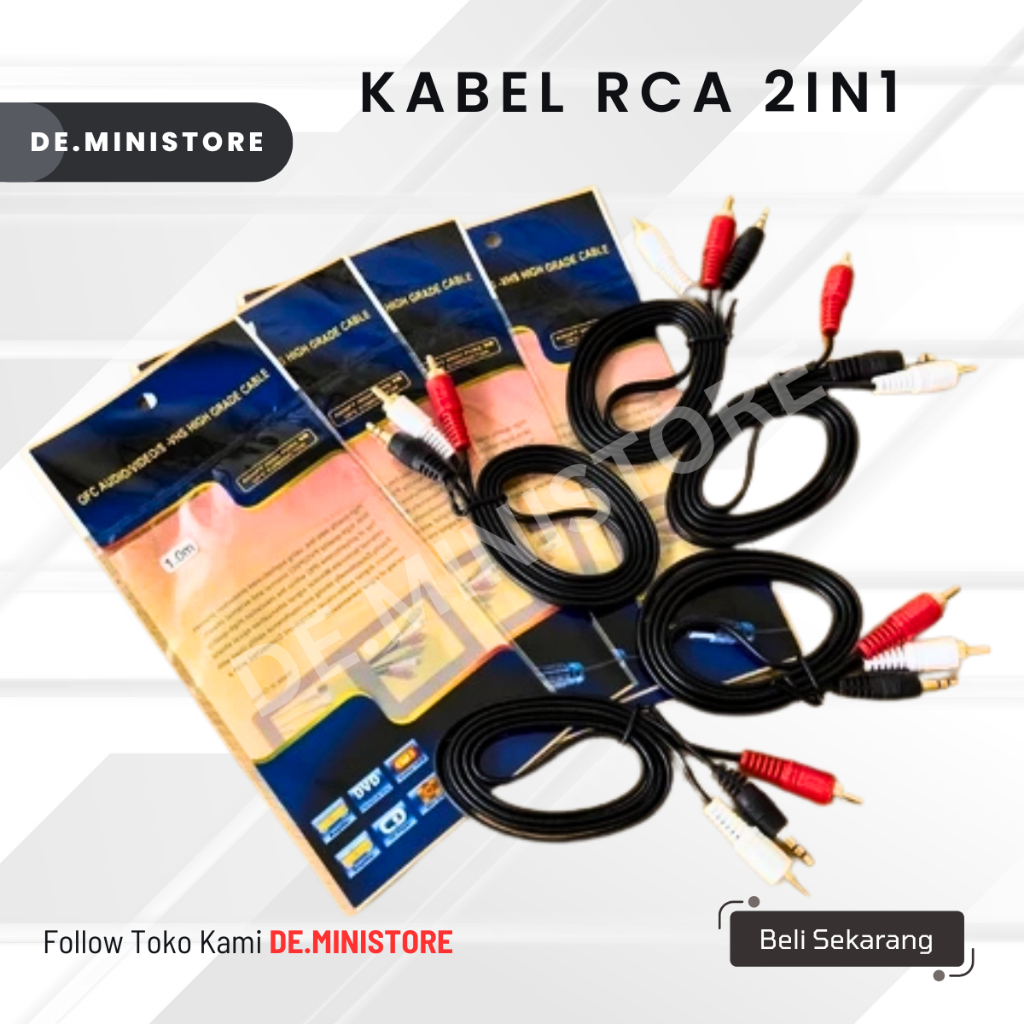 Jual Kabel RCA 2 In 1 Jack Audio Standart 3.5mm male to Male 1.5 Meter Premium | Shopee Indonesia