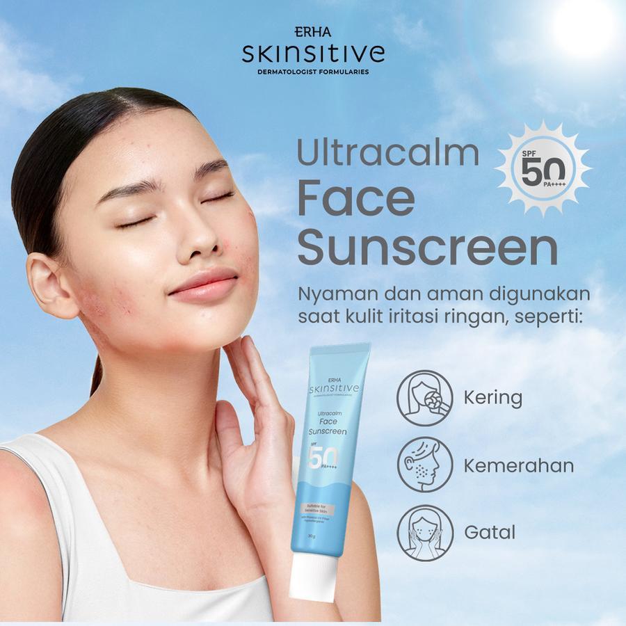 Jual ERHA Skinsitive Sunscreen Ultracalm Face SPF 50 PA++++ - Hybrid Sunscreen for Sensitive ...