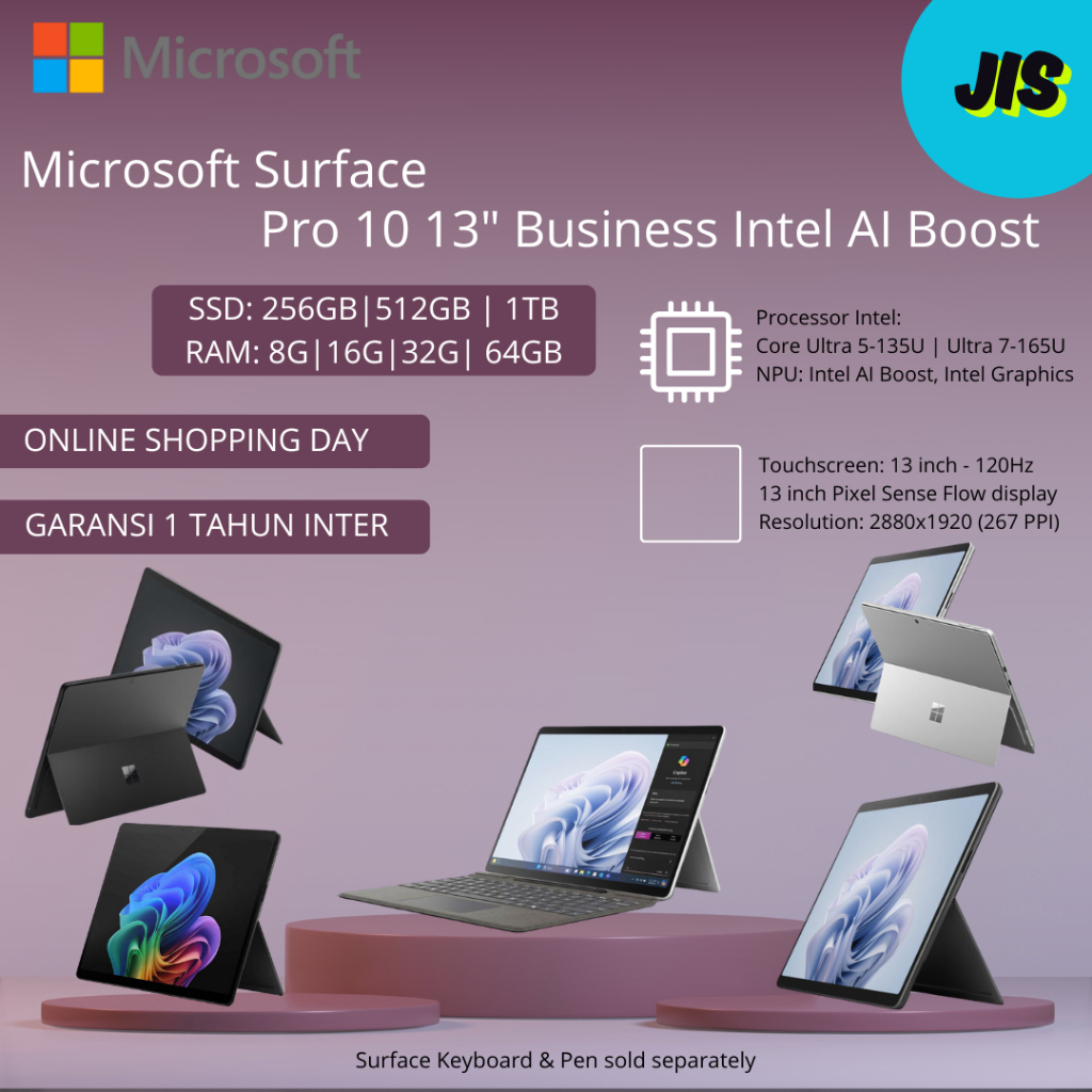 Jual Microsoft Surface Pro 10 13" Intel Core Ultra 5-135U / 7-165U ...