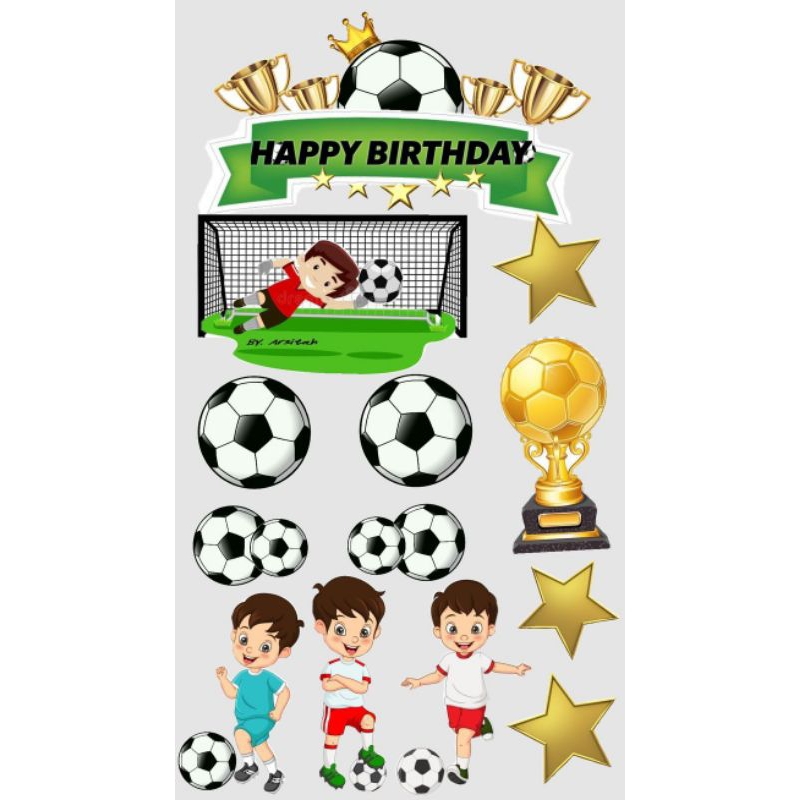 Jual Topper Sepak Bola/ Topper Cake Happy Birthday / Hiasan Kue Ulang ...