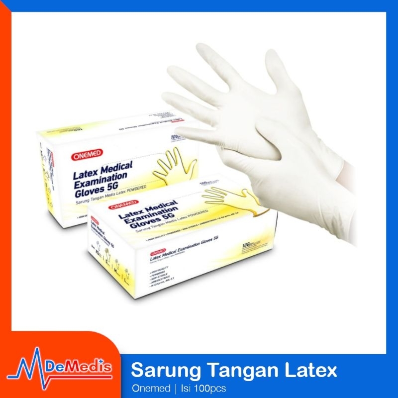 Jual ONEMED Sarung Tangan Latex Disposable Size S M L Handscoon Gloves ...