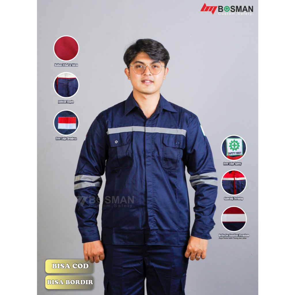 Jual Wearpack Atasan Navy Polos Baju Kerja Navy / Dongker Polos Bordir ...