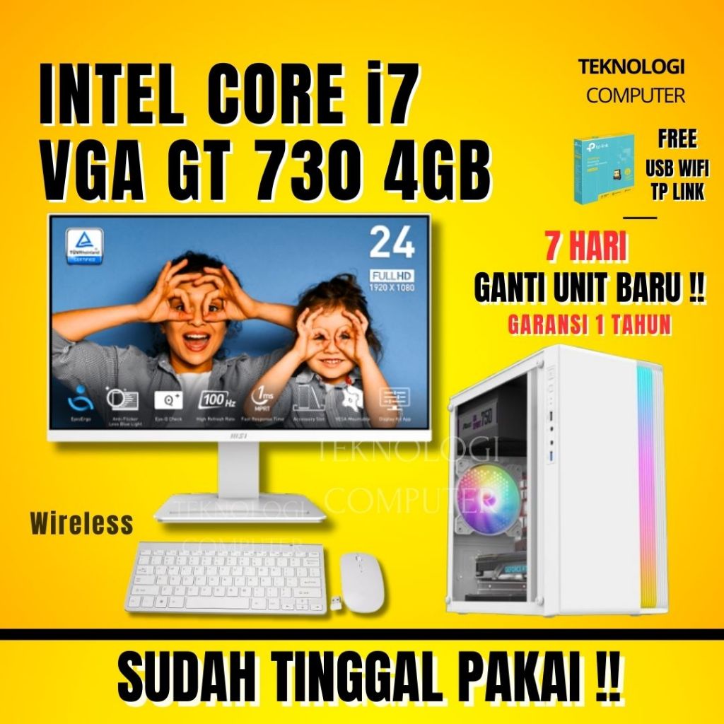 Jual Core i7 ‖ VGA 4 GB ‖ Full Set 24" ‖ PC Gaming Editing Rendering ‖ CPU Komputer Rakitan ( i7 ...