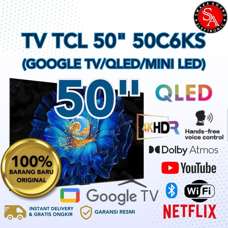 Jual QD - Mini LED UHD 4K Google TV 50 Inch TCL Type : 50C6KS - 144Hz ...