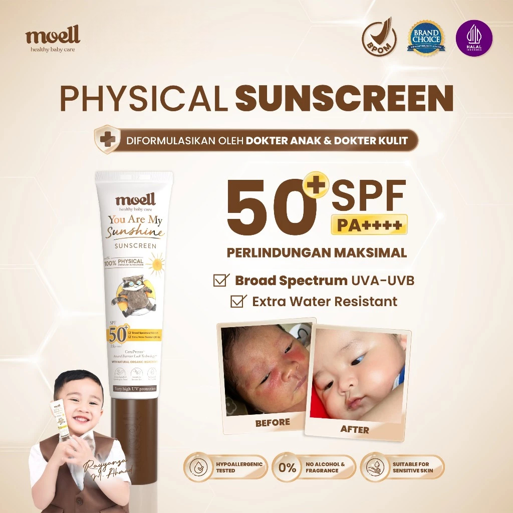 Jual Moell Physical Sunscreen Anak & Bayi SPF 50+ (PA++++) 30 gr ...