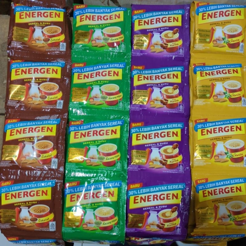 Jual ENERGEN RASA VANILA KACANG HIJAU COKLAT KURMA (dus) | Shopee Indonesia