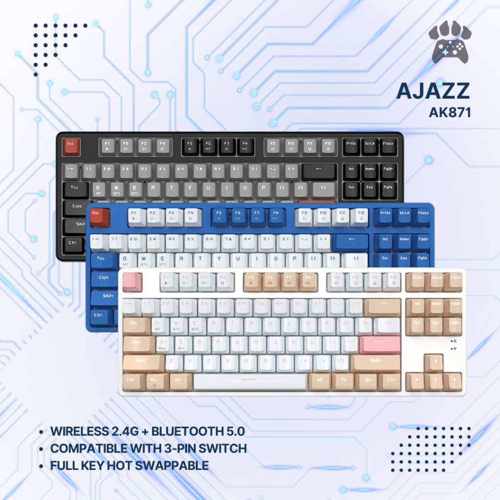 Jual Ajazz AK871 Wireless Hotswap Dual Mode Mechanical Gaming Keyboard ...