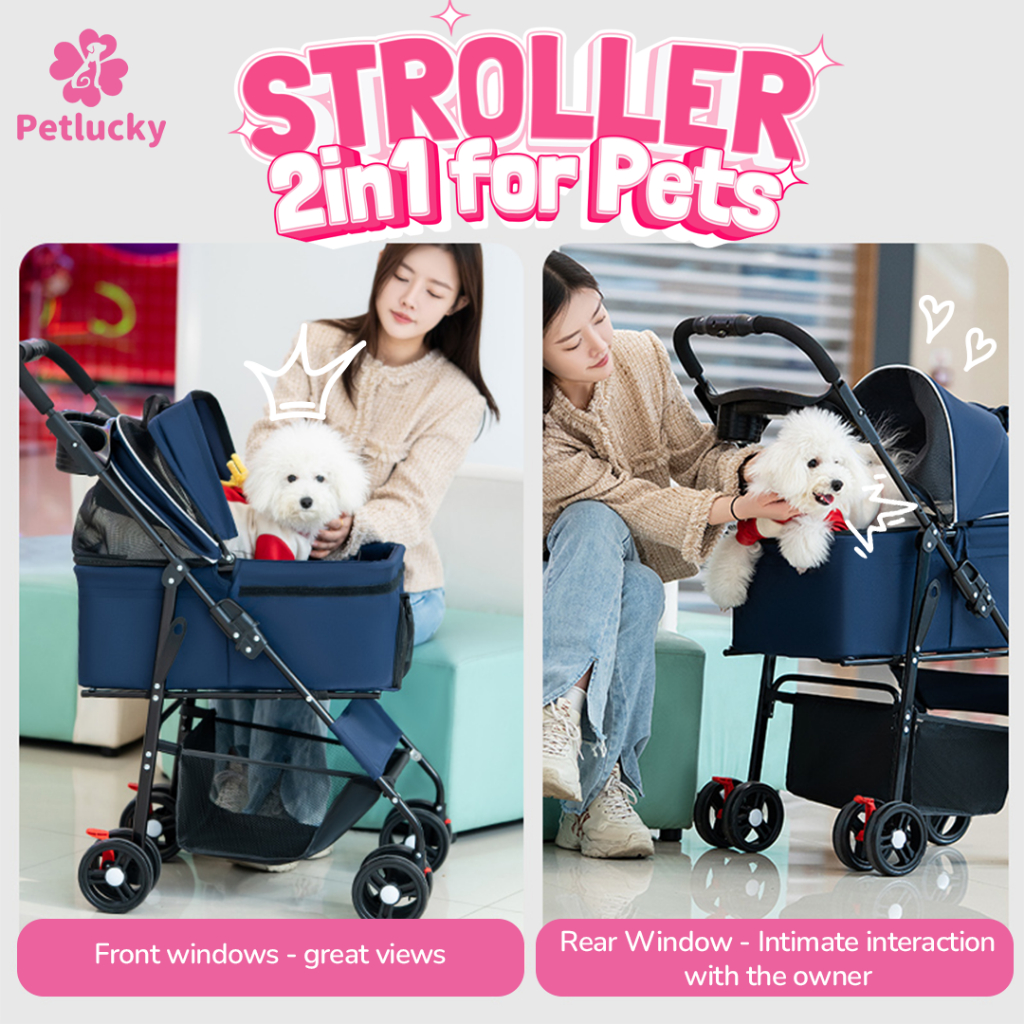 Jual PetLucky Pet Stroller Portable 2in1 Anjing Kucing Dengan Pet Cargo ...