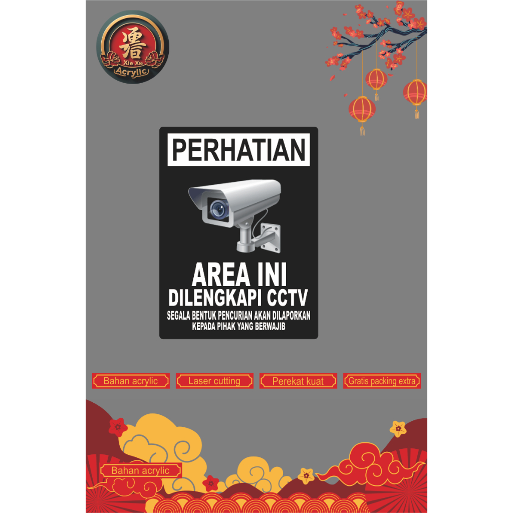Jual AKRILIK SIGN CCTV TIPE 8 ACRYLIC SIGN CCTV SIGNAGE | Shopee Indonesia