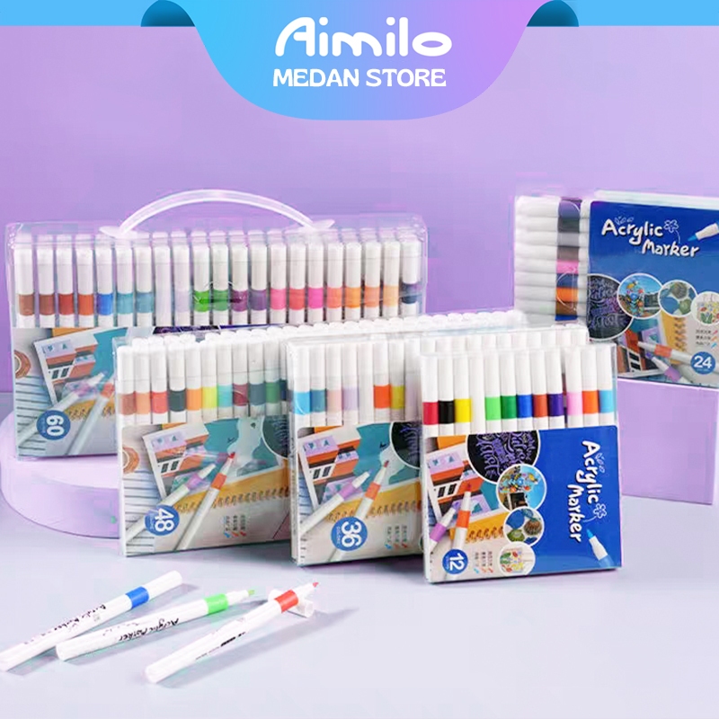 Jual Aimilo - Spidol Acrylic Marker Spidol Warna Warni 1 Set DIY ...