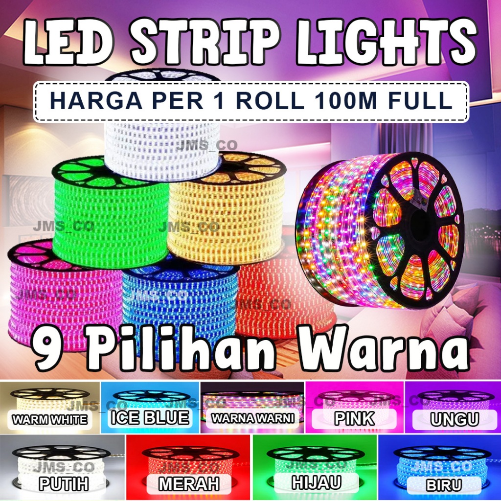Jual Lampu LED Strip 5050 / 2835 / 3528 SMD 100M Full 1 Roll AC 220V ...