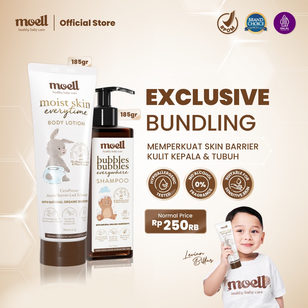 Jual Moell Special Bundling Body Lotion 185gr & Shampoo 185gr - Dengan ...