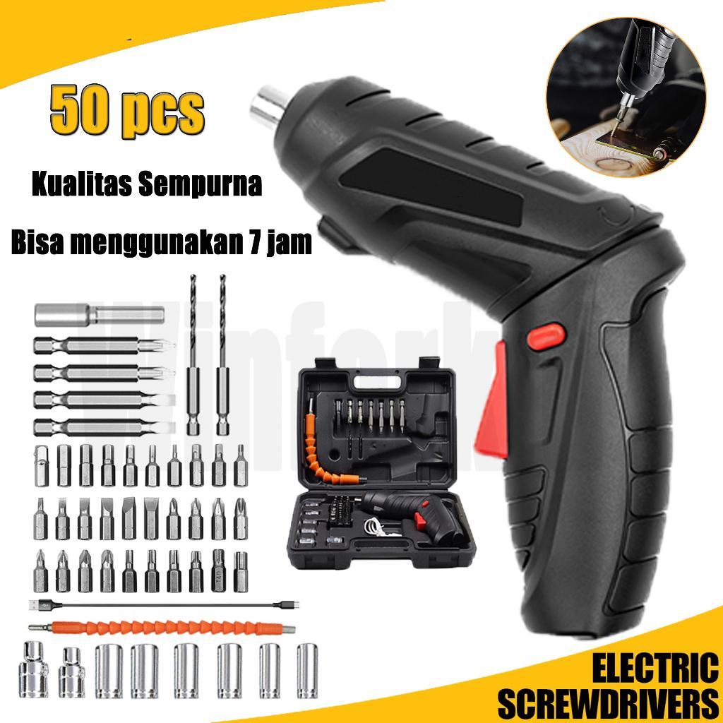 Jual Obeng Elektrik Set Komplit 4.2V Obeng Listrik Screwdriver Cordless ...