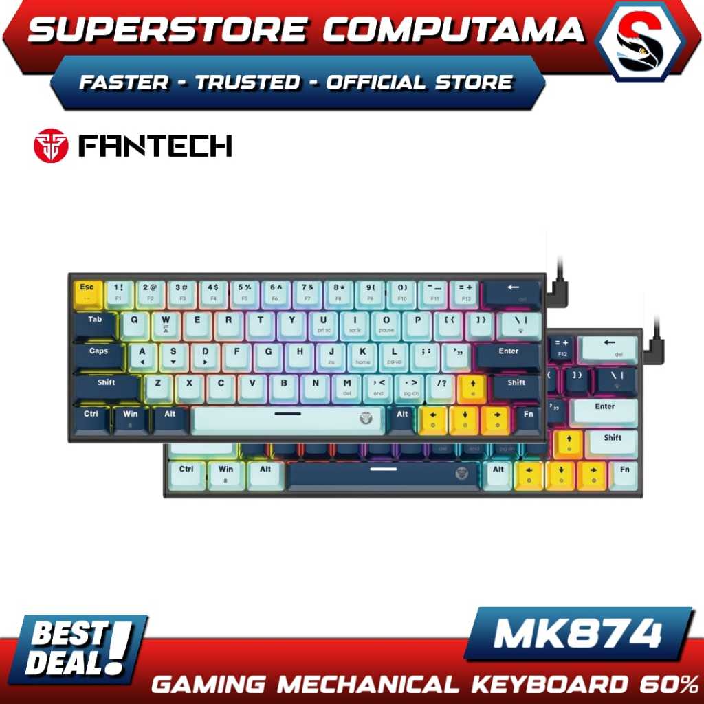 Jual Fantech Atom63 MK874 V2 RGB Wired Mechanical Gaming Keyboard Mizu ...