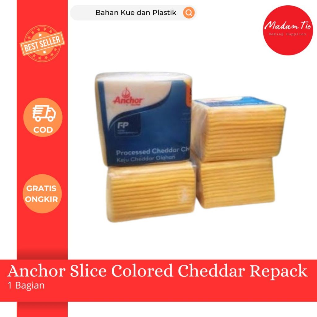 Jual Anchor Slice Colored Cheddar Repack 1 Bagian | Shopee Indonesia