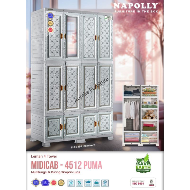Jual LEMARI PAKAIAN 4P NAPOLLY MIDICAB 4512 C ION PUTIH | Shopee Indonesia
