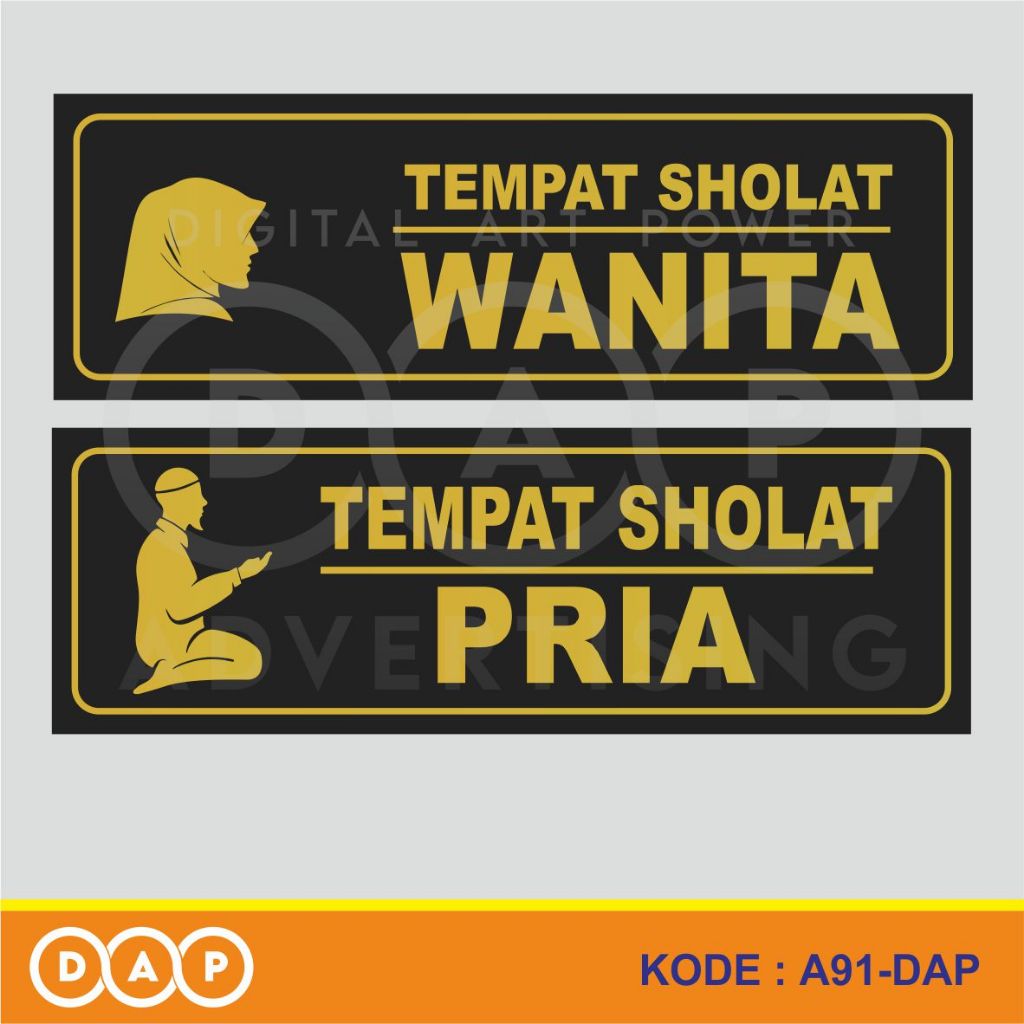 Jual A91 - Acrylic Sign, Stiker Akrilik Tempat Sholat Pria dan Wanita ...