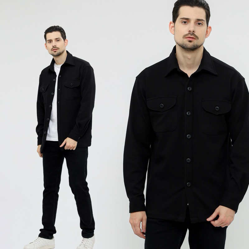 Jual Basicale Twill Cotton Overshirt Jacket Overshirt Jaket Hitam 360 ...