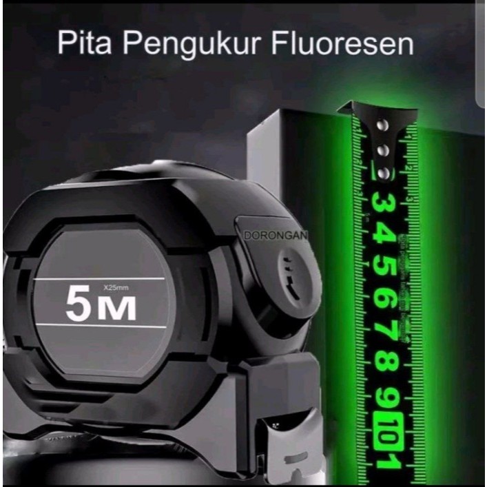 Jual Meteran Tukang 5m Penggaris Neon Anti Karat dengan Pita Pengukur ...