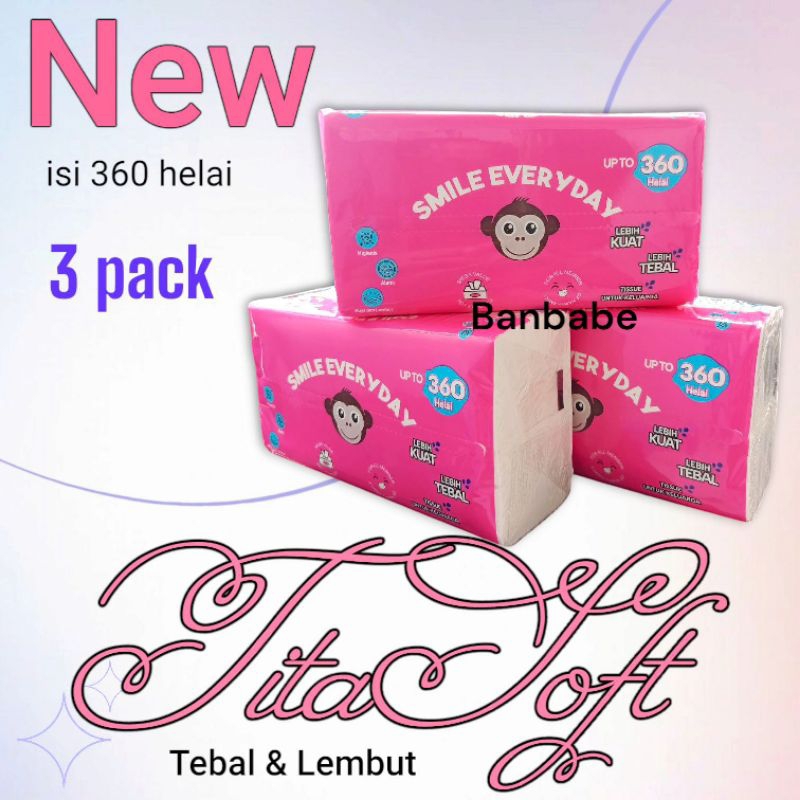 Jual TISU WAJAH TITA SOFT 180's / 360 helai kemasan baru ( paket 3 pcs ...