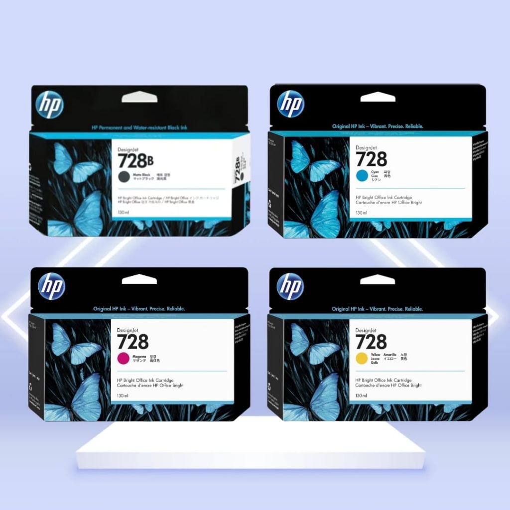 Jual Hp Plotter 728 MatteBlack 130ml Dan 728 Colour ( C M Y ) 130ml ...