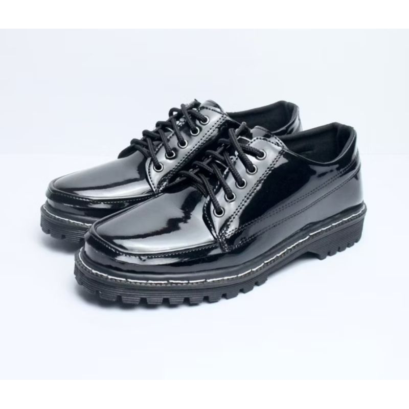 Jual sepatu pdh pendek docmat Oxford full black | Shopee Indonesia