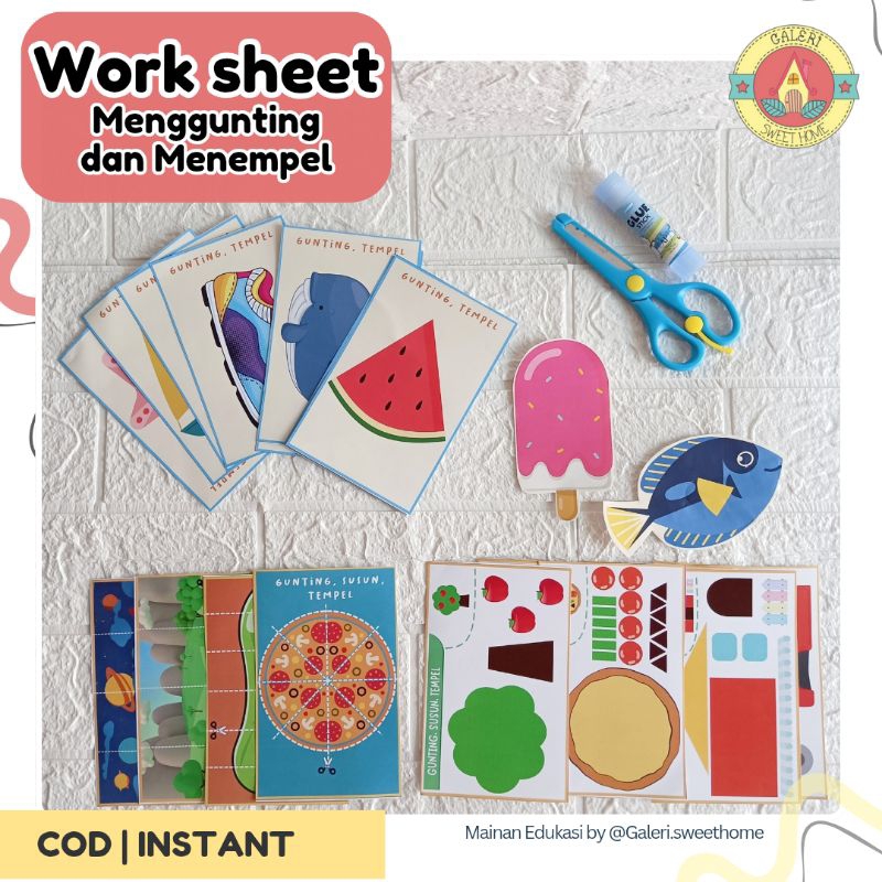 Jual Mainan Edukasi Menggunting dan Menempel Pola Paper Cut Worksheet ...