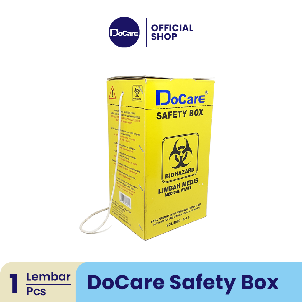 Jual DoCare Safety Box 5L - 1 Lembar / Tempat Sampah Medis / Biohazard ...