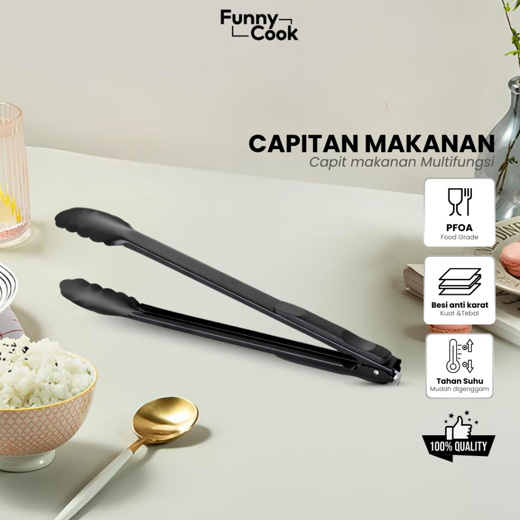 Jual FUNNYCOOK Capitan Makanan Jepitan Stainlesss Steel Warna Merah Abu ...