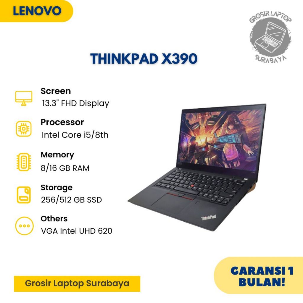 Jual Lenovo Thinkpad X390 Core I7 Gen 8 RAM 16GB SSD 512GB Limited ...