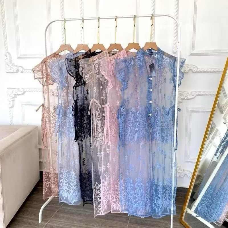 Jual Outer Olla Brukat Long Vest / Outer Brokat Motif Cantik / Outer ...