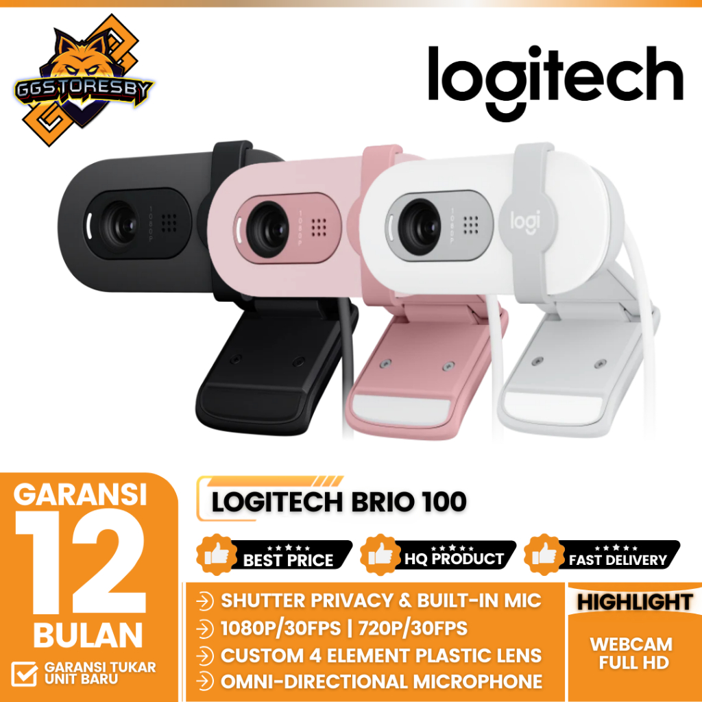 Jual Logitech Brio 100 Webcam Full Hd Shutter Privacy & Built-In ...