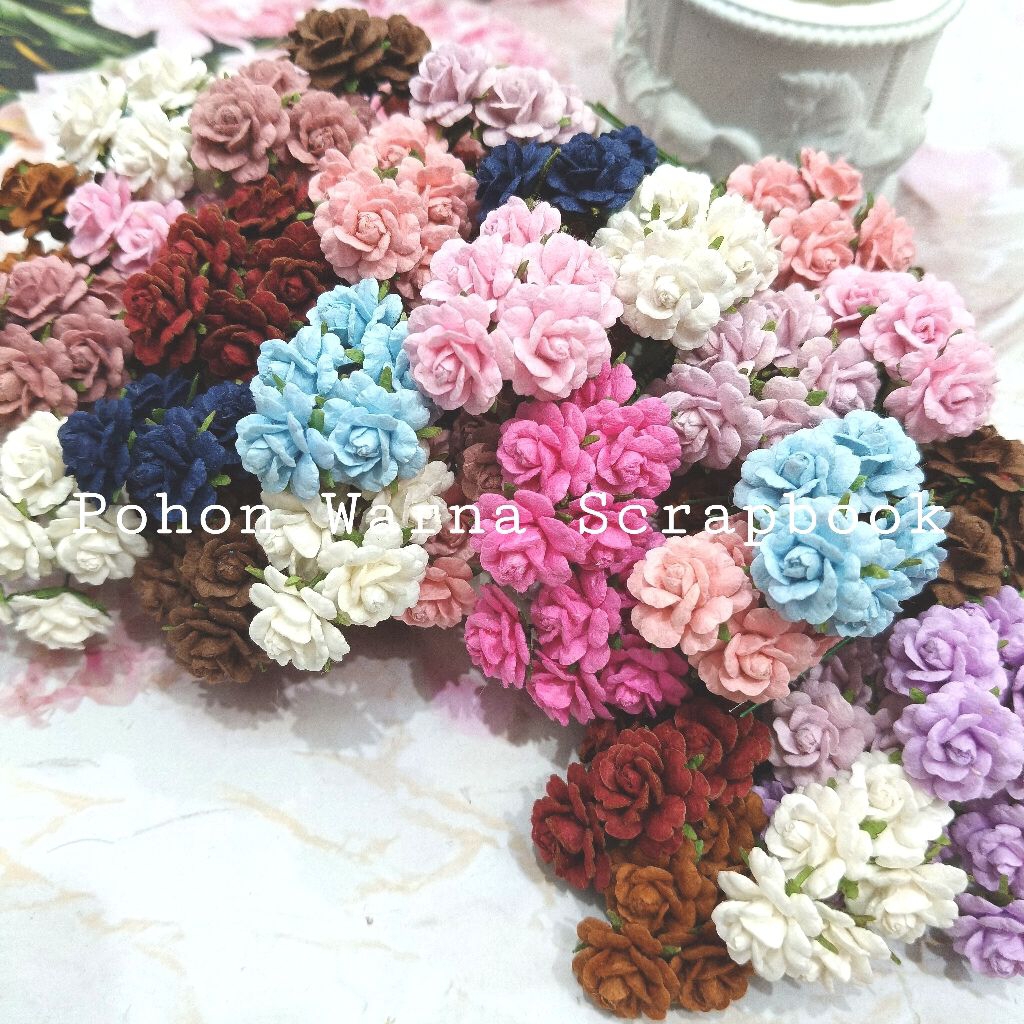 Jual (1,9CM) BUNGA KERTAS MULBERRY FANCY ROSE | BUNGA KERTAS BAHAN ...